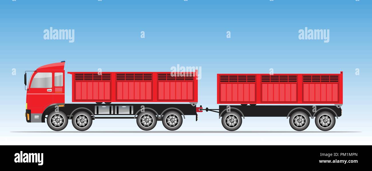 Side View of Red Trailer Dump Truck Vector Stock Vector Image & Art - Alamy