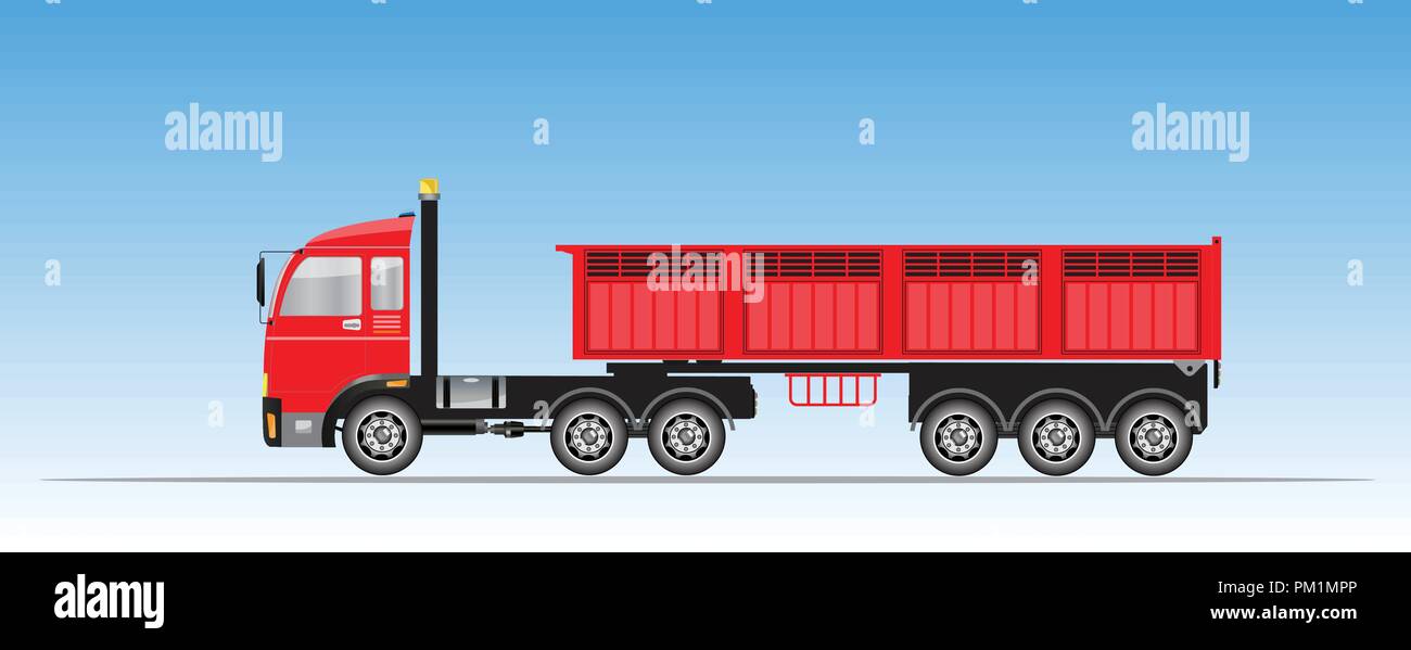 Side View of Red Trailer Dump Truck Vector Stock Vector Image & Art - Alamy