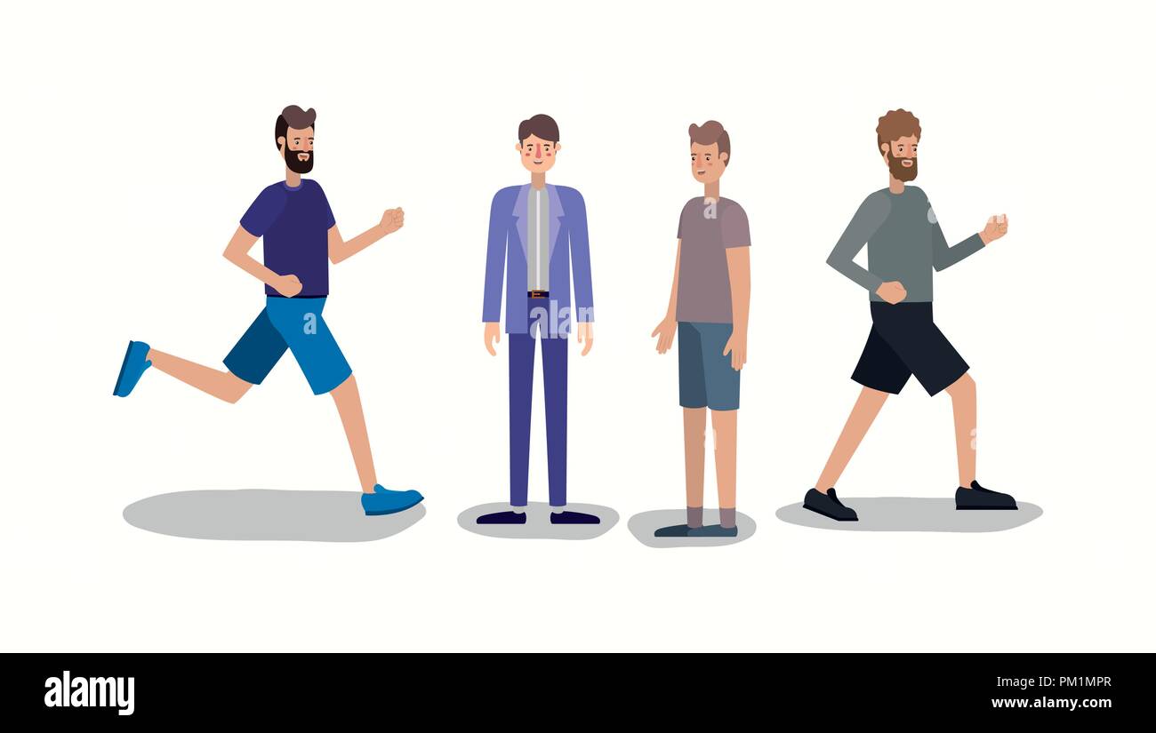 group of men walking and running characters Stock Vector Image & Art ...