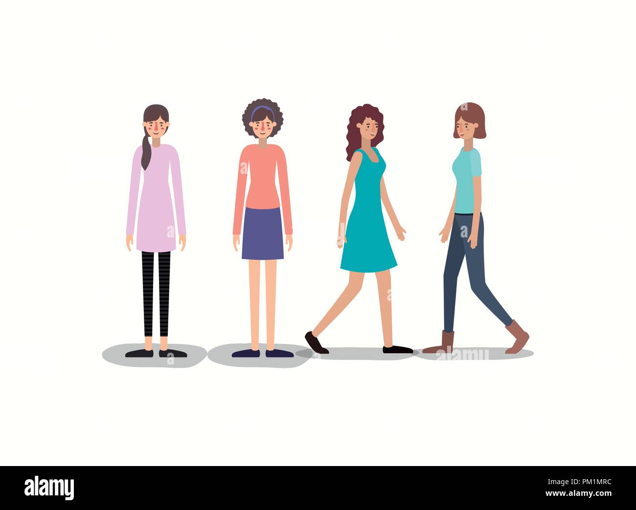 group of women walking characters Stock Vector Image & Art - Alamy