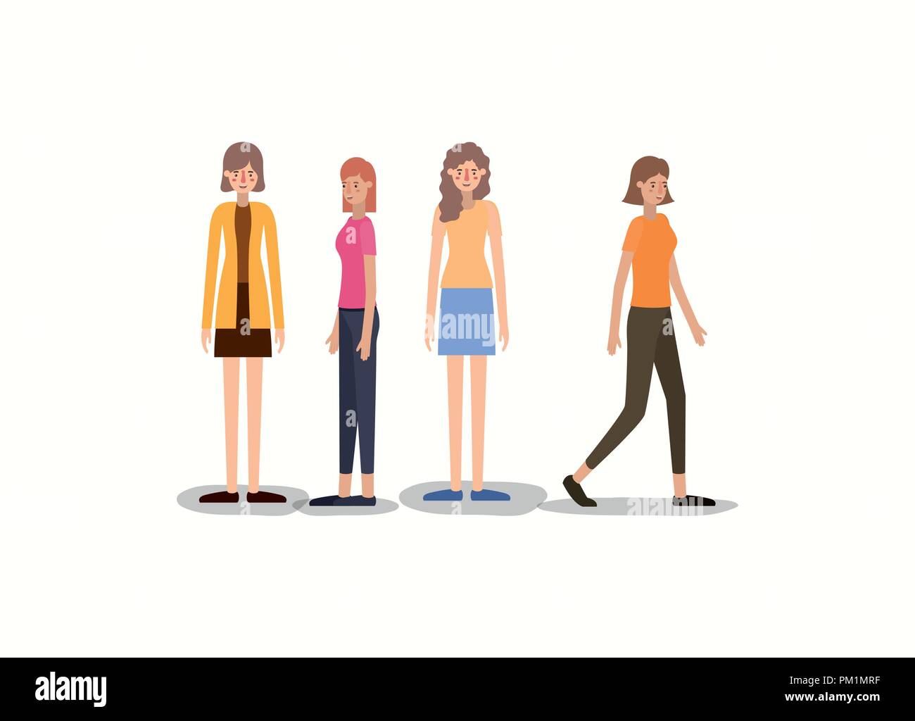 group of women walking characters Stock Vector Image & Art - Alamy