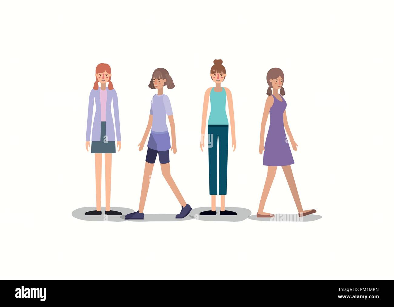 group of women walking characters Stock Vector Image & Art - Alamy