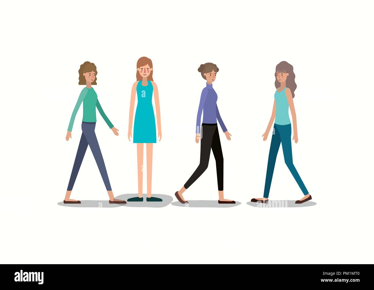 group of women walking characters Stock Vector Image & Art - Alamy