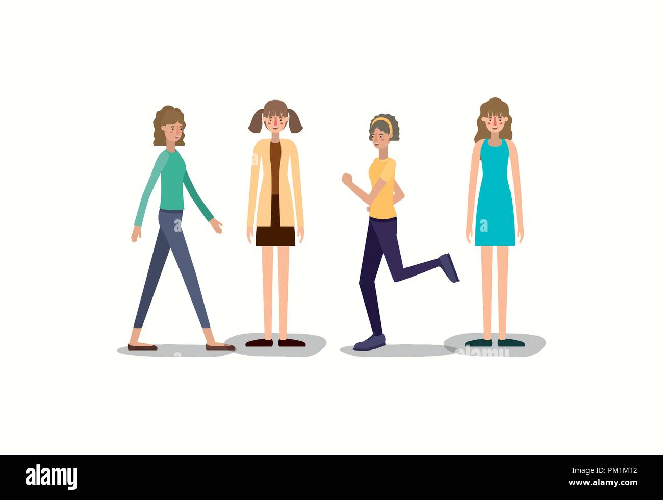 group of women walking and running characters Stock Vector Image & Art ...