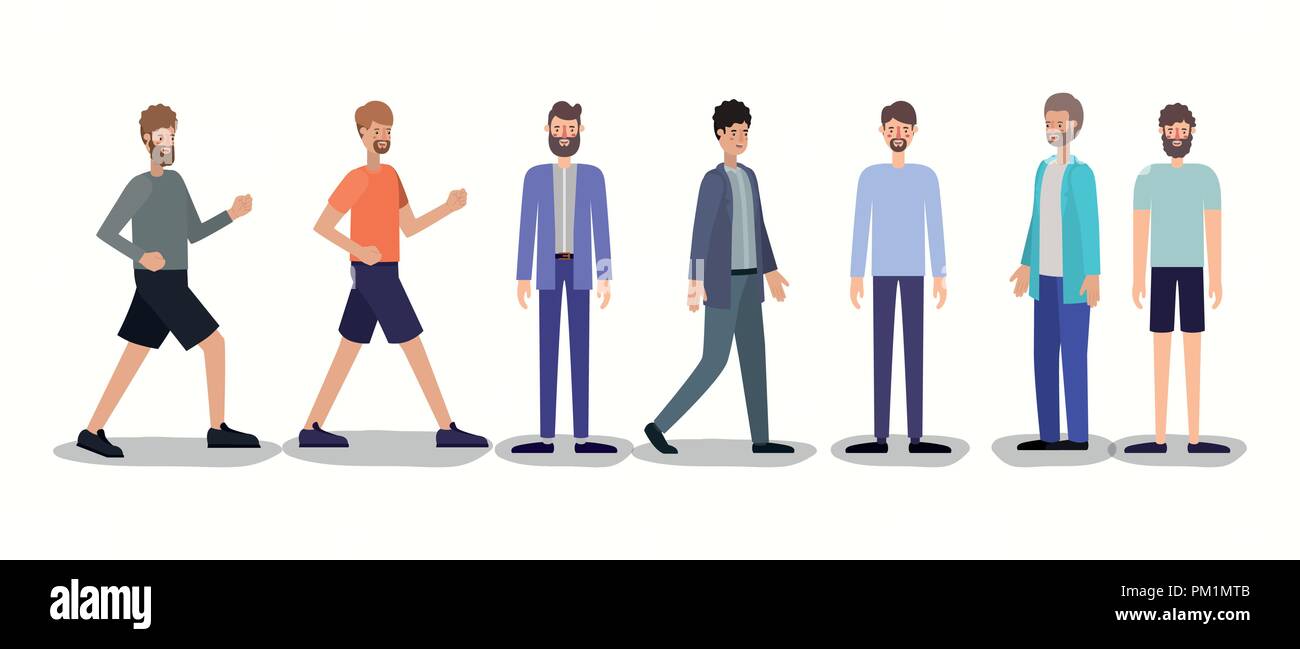 group of men walking and running characters Stock Vector Image & Art ...