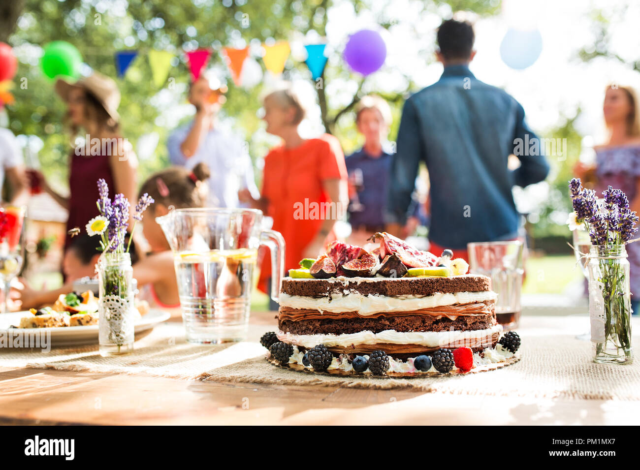 Family celebration or a garden party outside in the backyard Stock ...