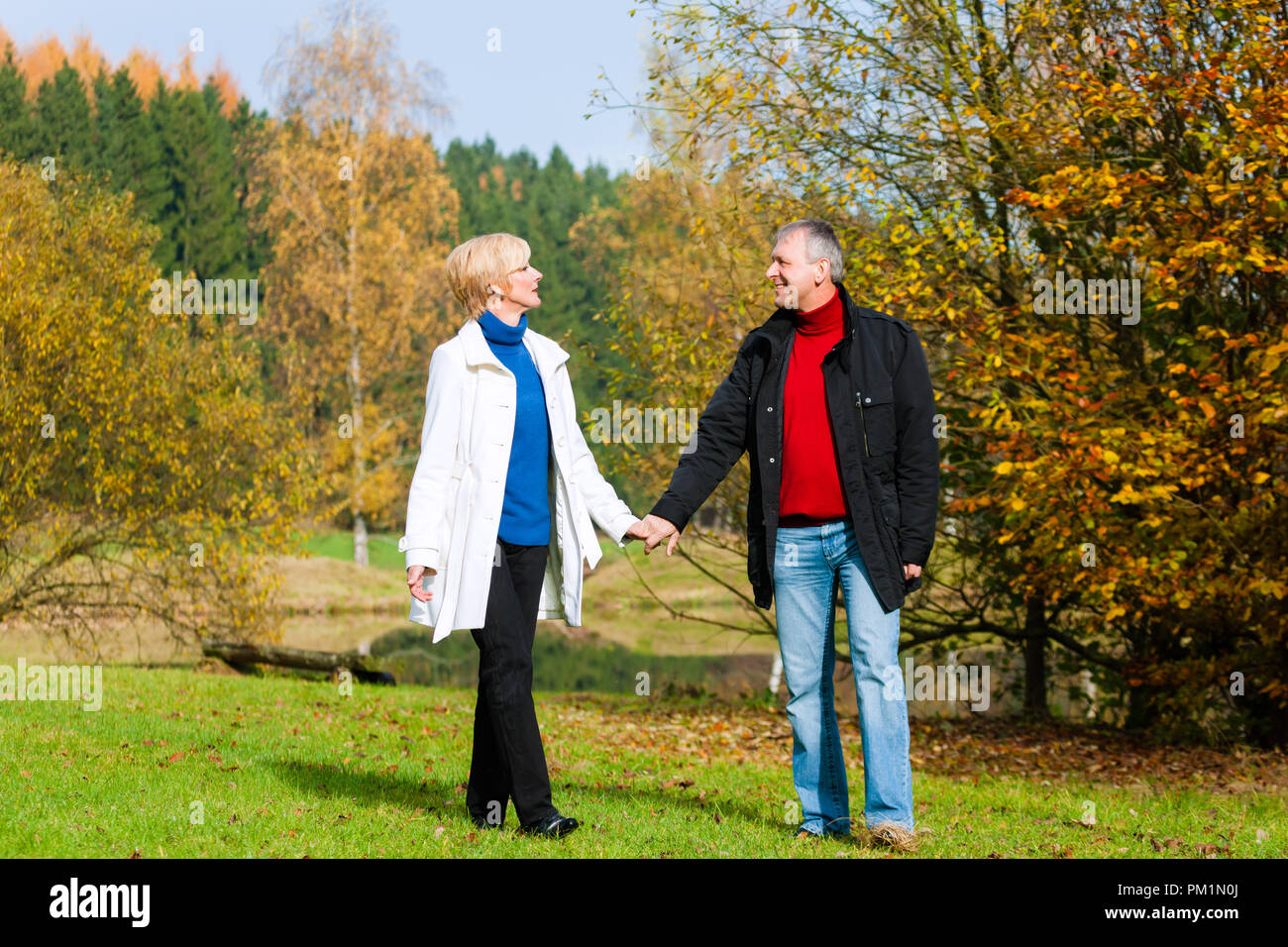 Romantic couple holding hands walking Stock Photo - Alamy
