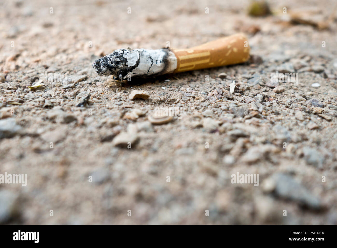 discarded cigarette butt on the ground Stock Photo - Alamy