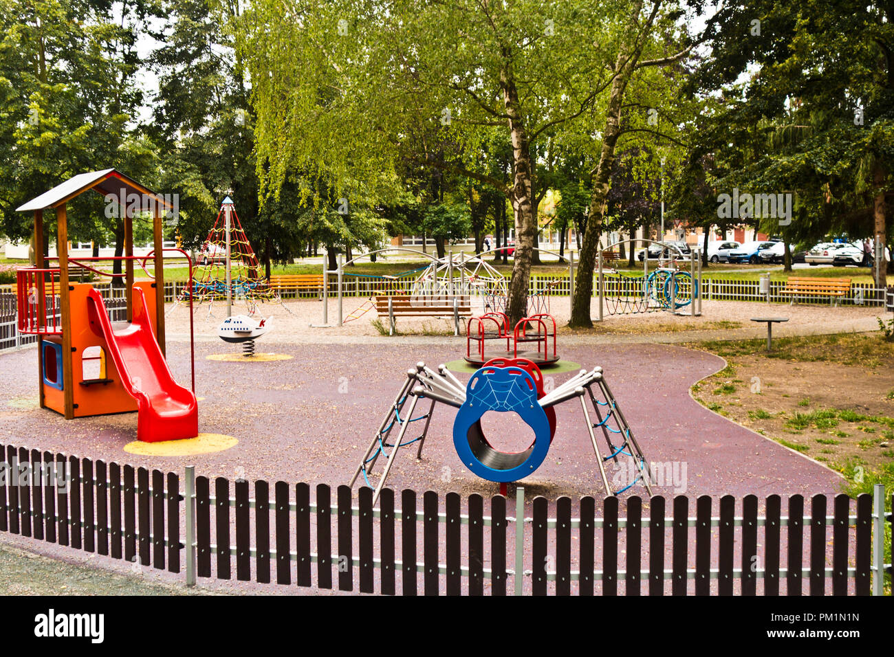 a modern playground with recreational equipment Stock Photo - Alamy