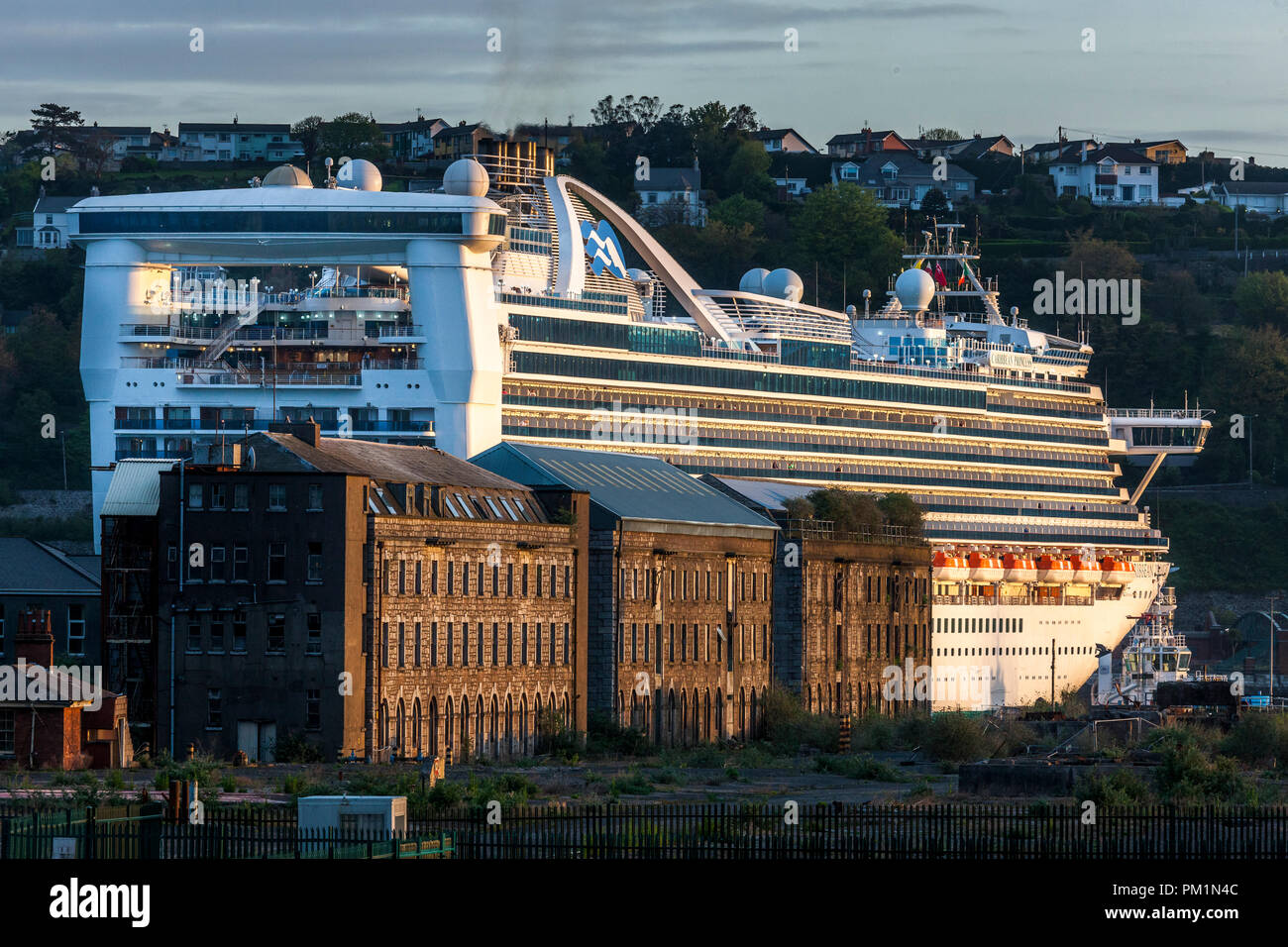 Cobh, Ireland. 22nd April 2017. Cruise liner Caribbean Princess dwarfs ...