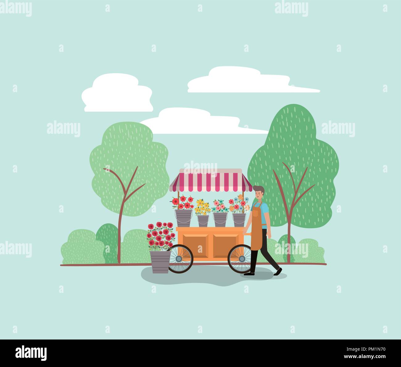 man with plants vivarium in cart Stock Vector Image & Art - Alamy