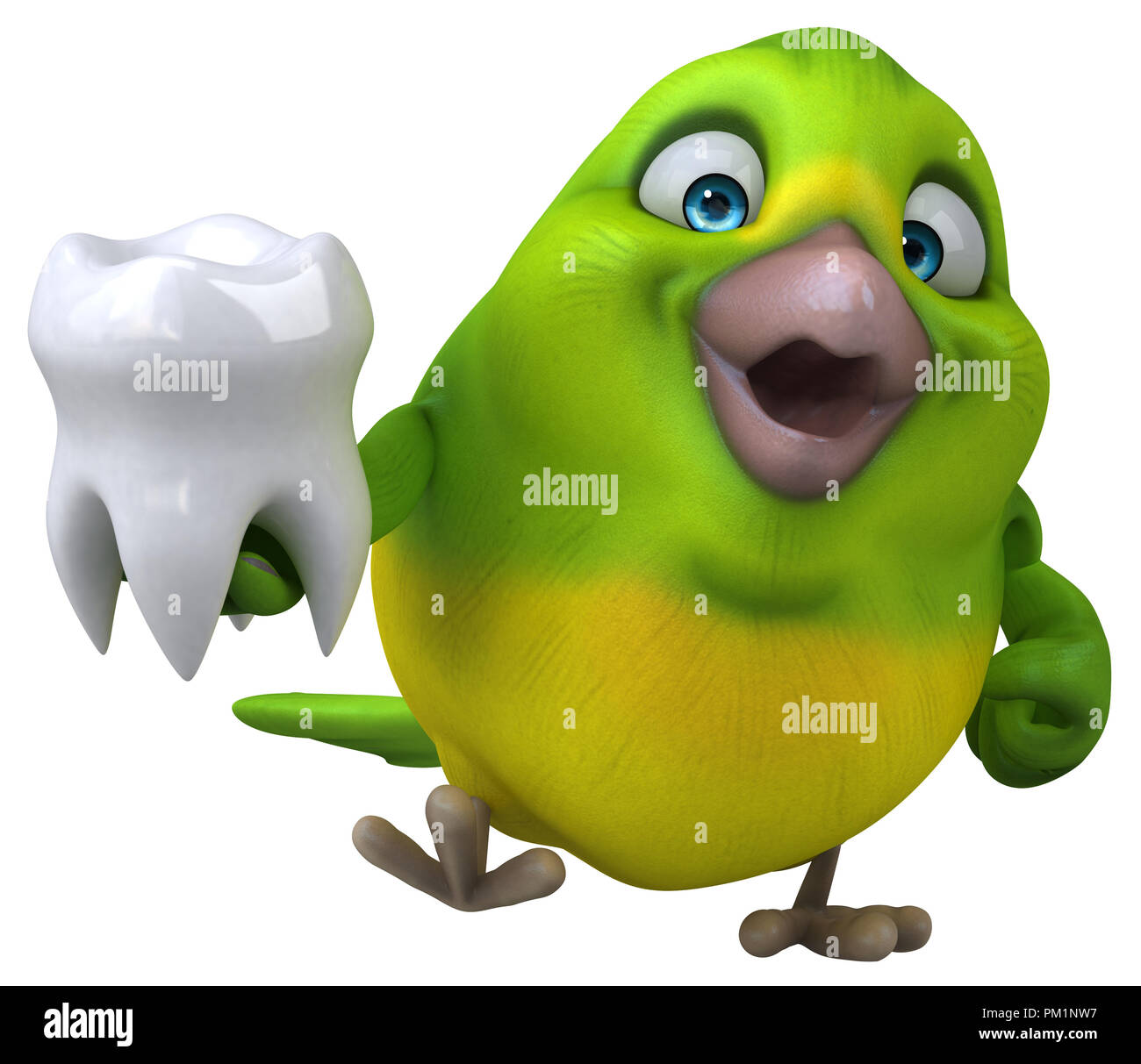 Fun green bird - 3D Illustration Stock Photo - Alamy