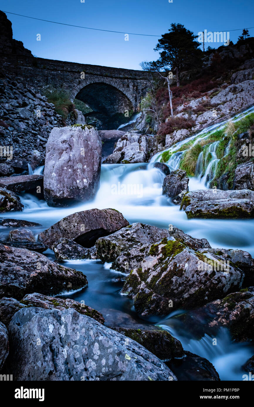 Rhaeadr Ogwen know as Ogwen Falls, lies in the Ogwen Valley, Snowdonia ...