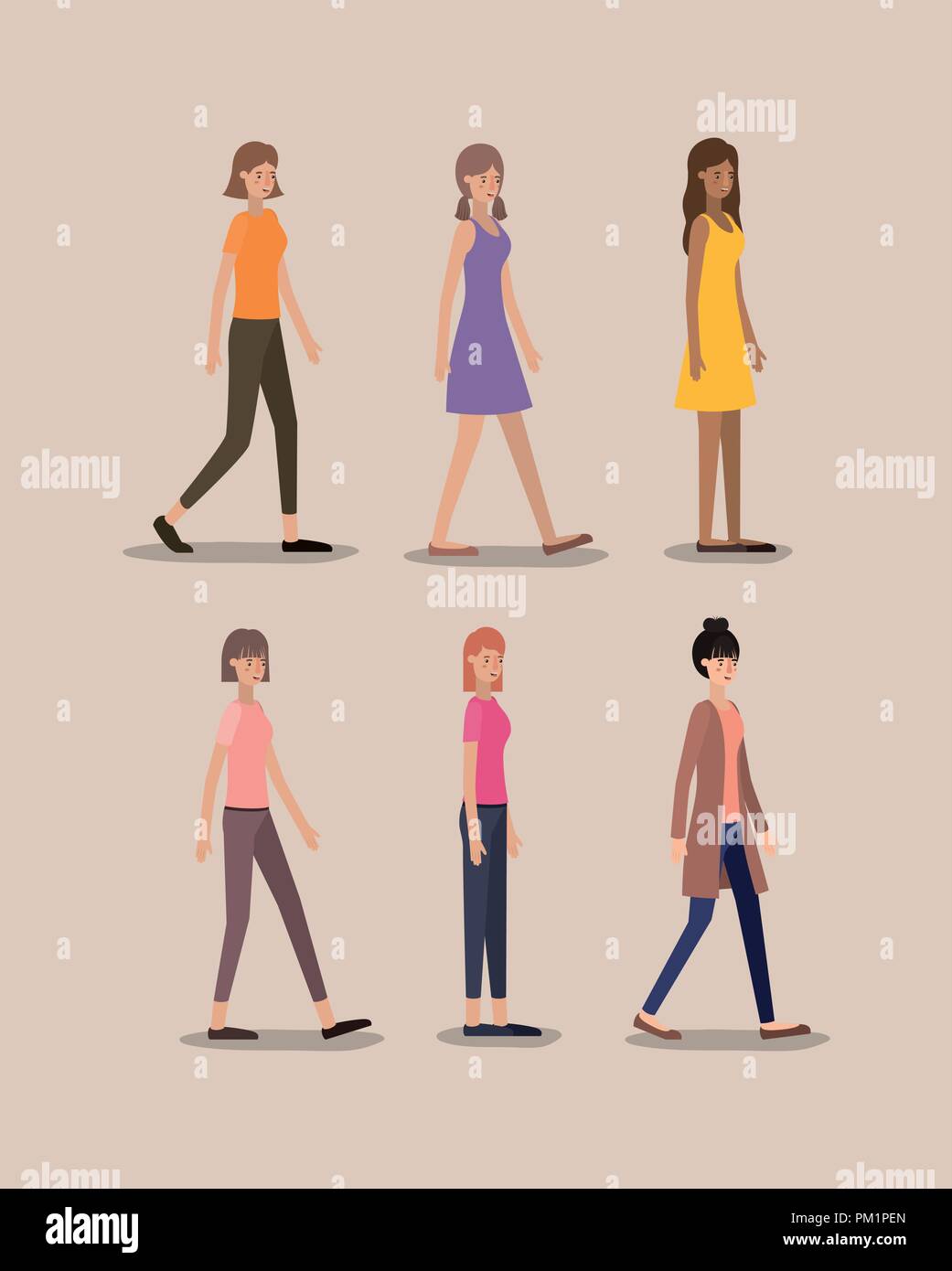 group of women walking characters Stock Vector Image & Art - Alamy