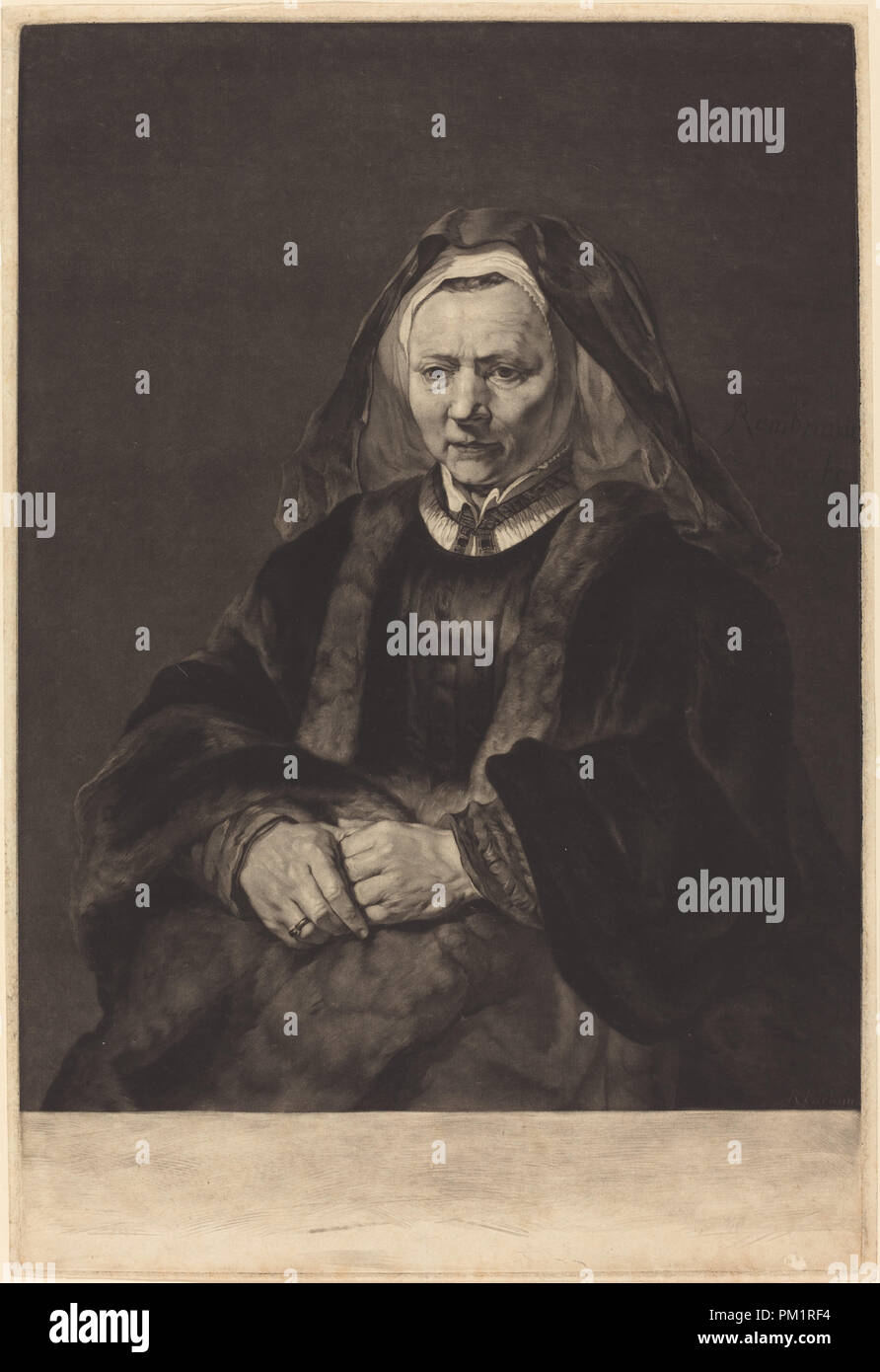 Rembrandt's Wife. Medium: mezzotint. Museum: National Gallery of Art, Washington DC Stock Photo ...