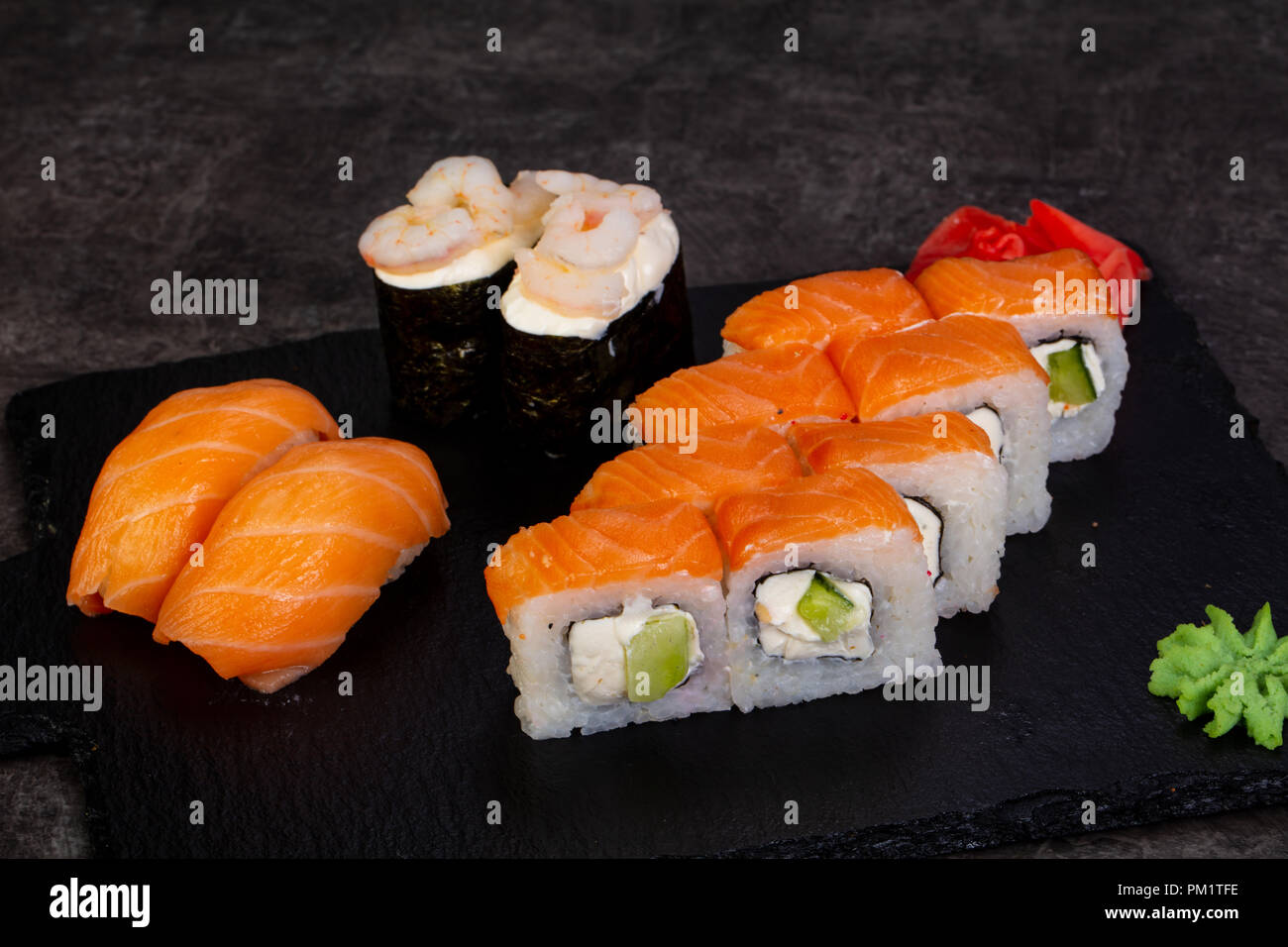 Japanese sushi set with various ingredient Stock Photo - Alamy