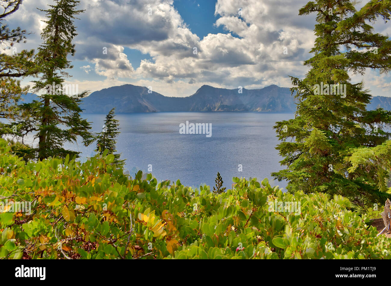 Crater Lake National Park on a cloudy fall day Stock Photo - Alamy