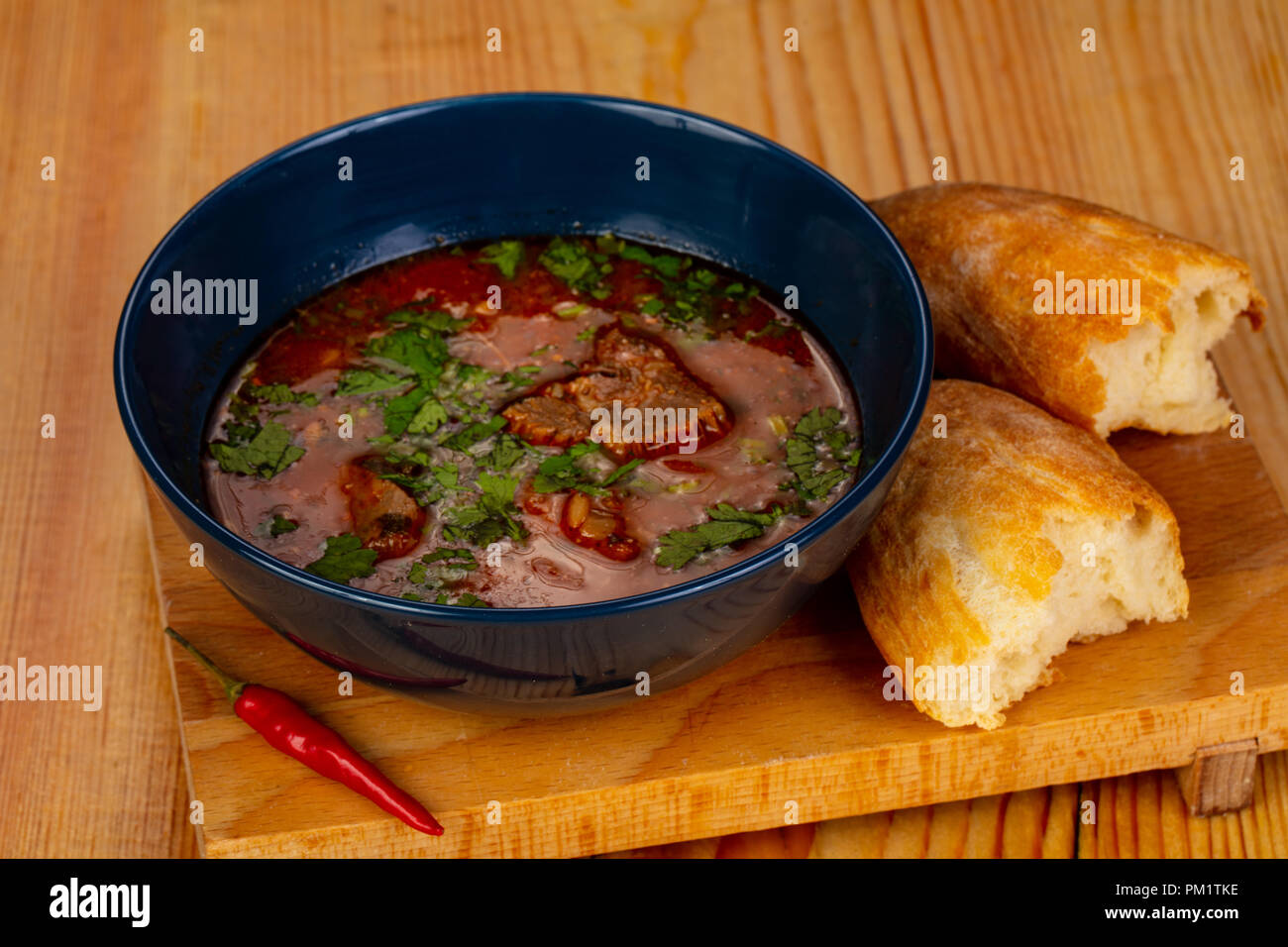 Caucasian Kharcho soup with meat Stock Photo - Alamy