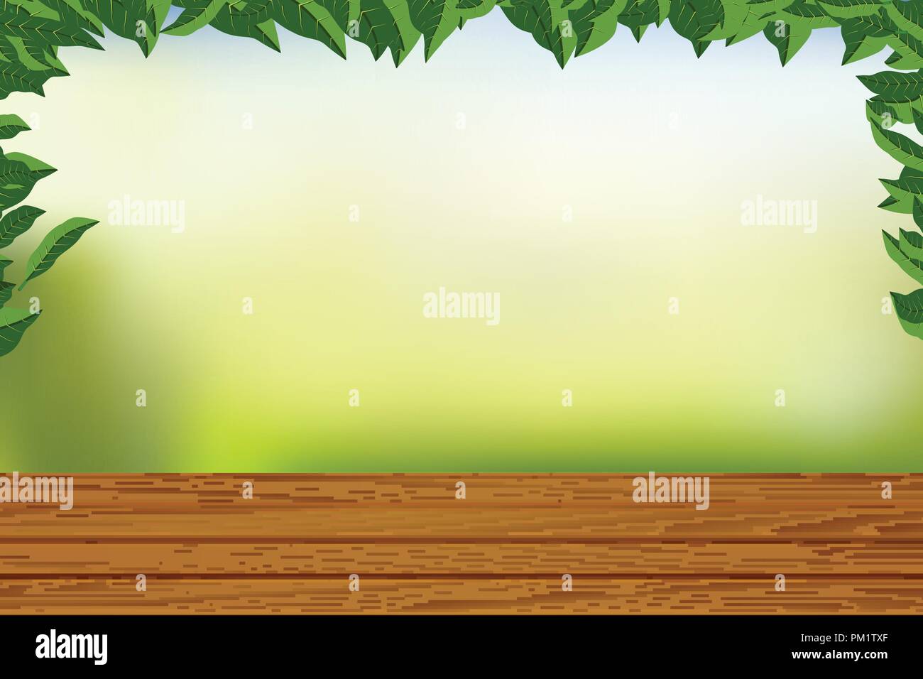 Empty Wooden Floor with Nature Background Vector illustration Stock ...