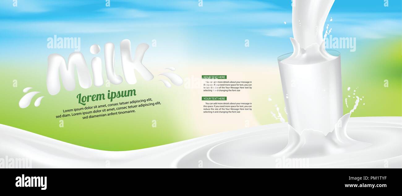 Milk Glass Splash Banner ad Vector Background Illustration Stock Vector ...