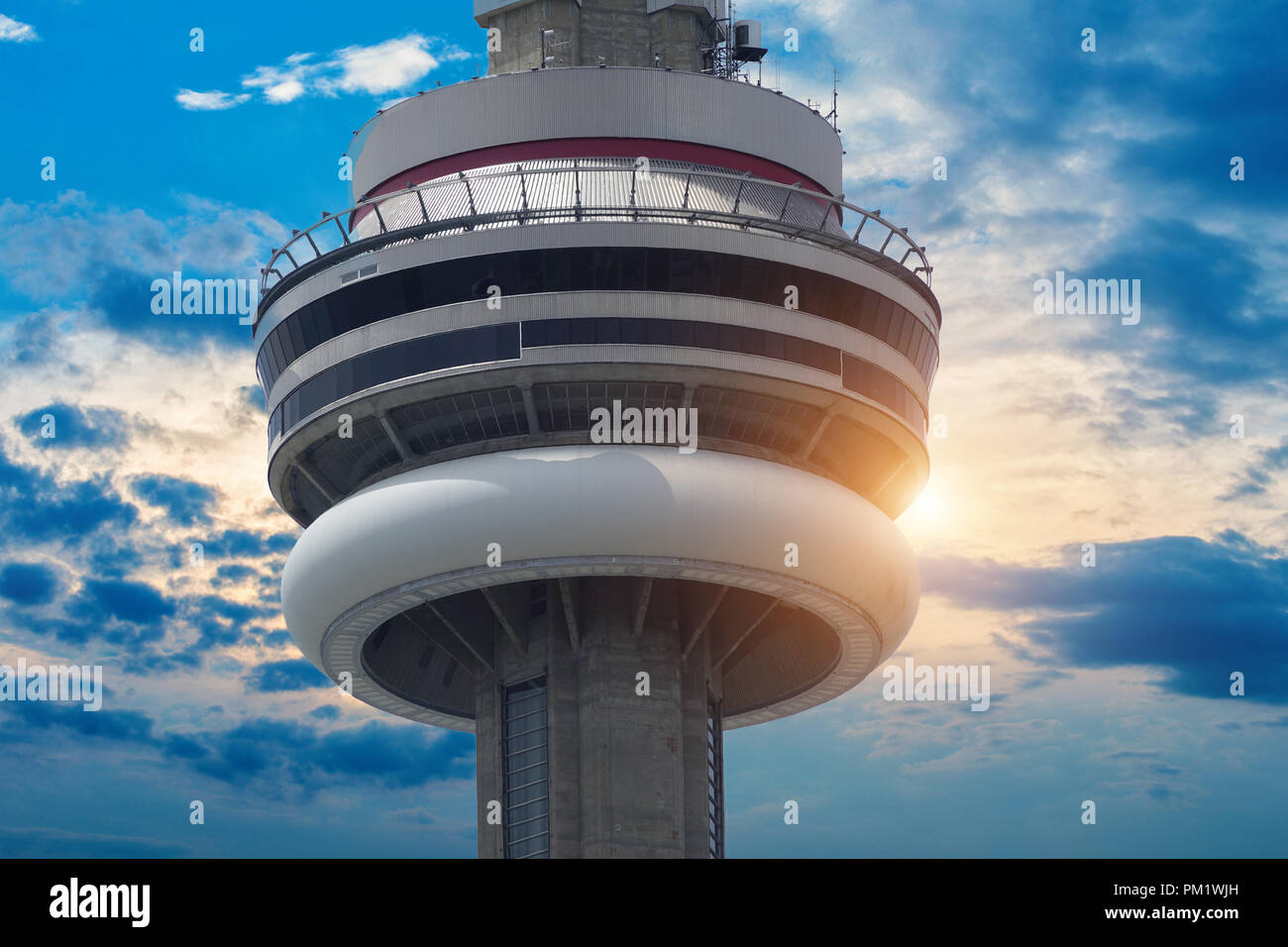 Toronto, famous CN Tower overlooking Ontario Lake Stock Photo - Alamy