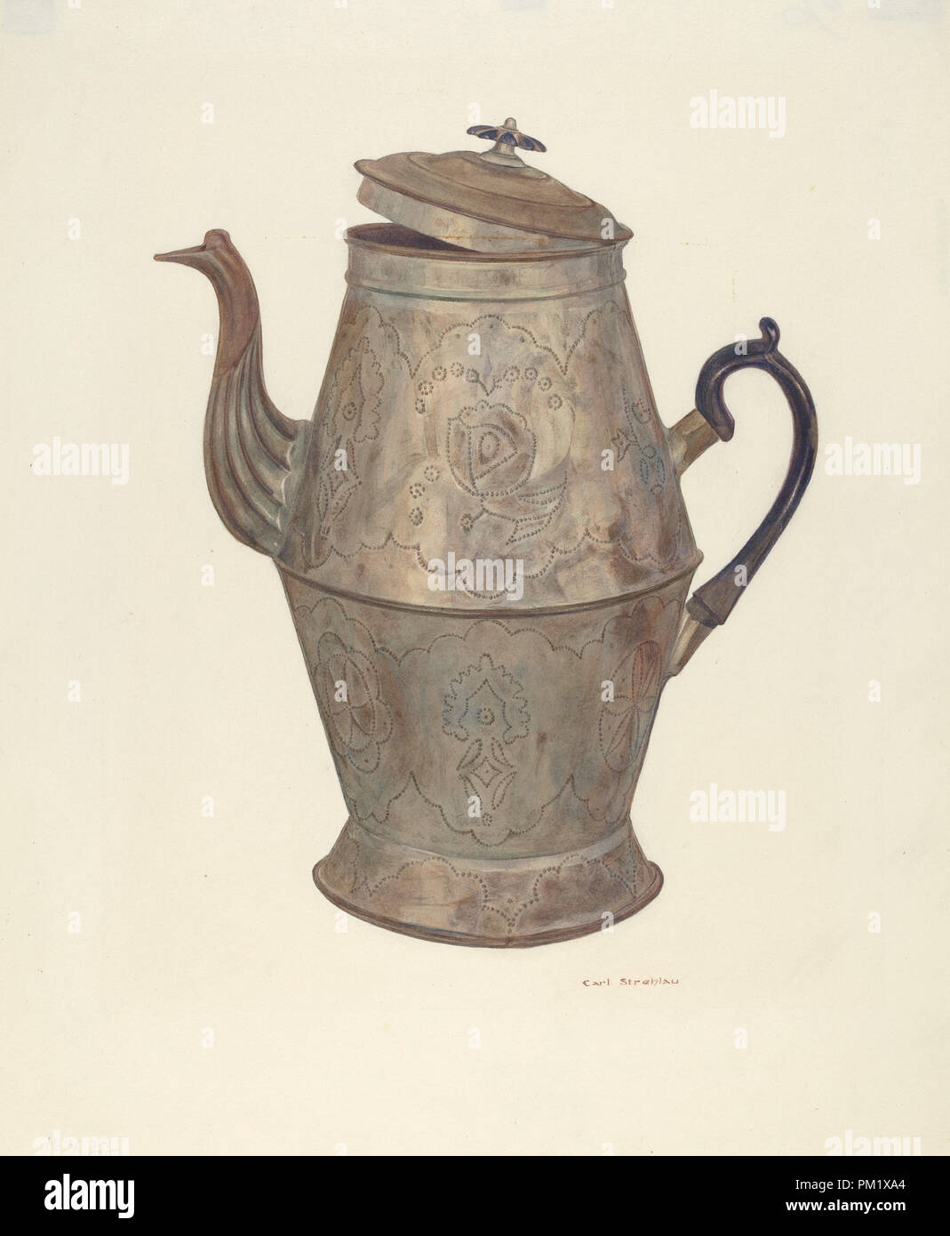 Tin Coffee Pot. Dated: 1935/1942. Dimensions: overall: 41.5 x 33.5 cm ...