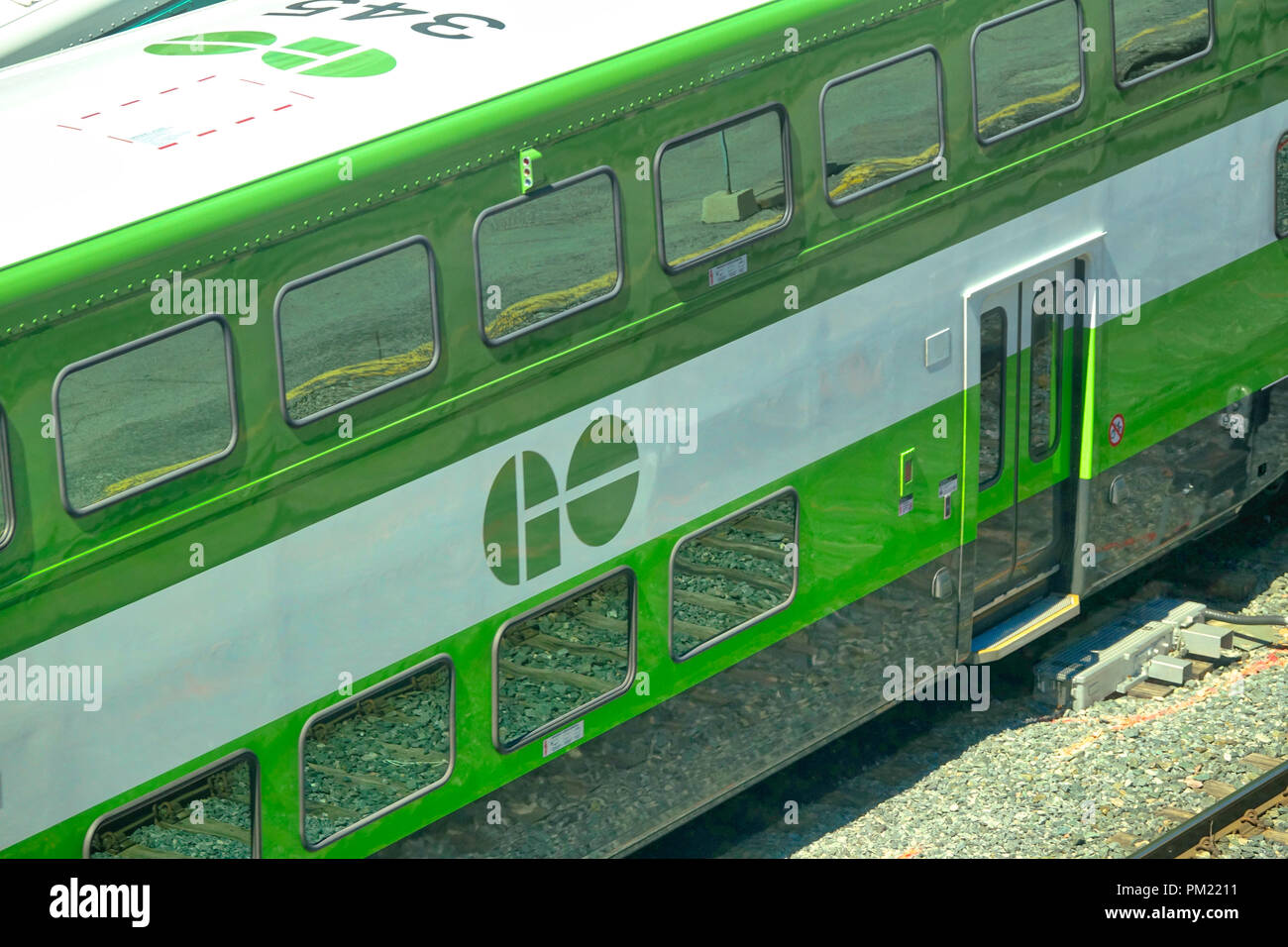 Toronto, Ontario, Canada-June 26, 2018: Toronto Go Train arriving at ...