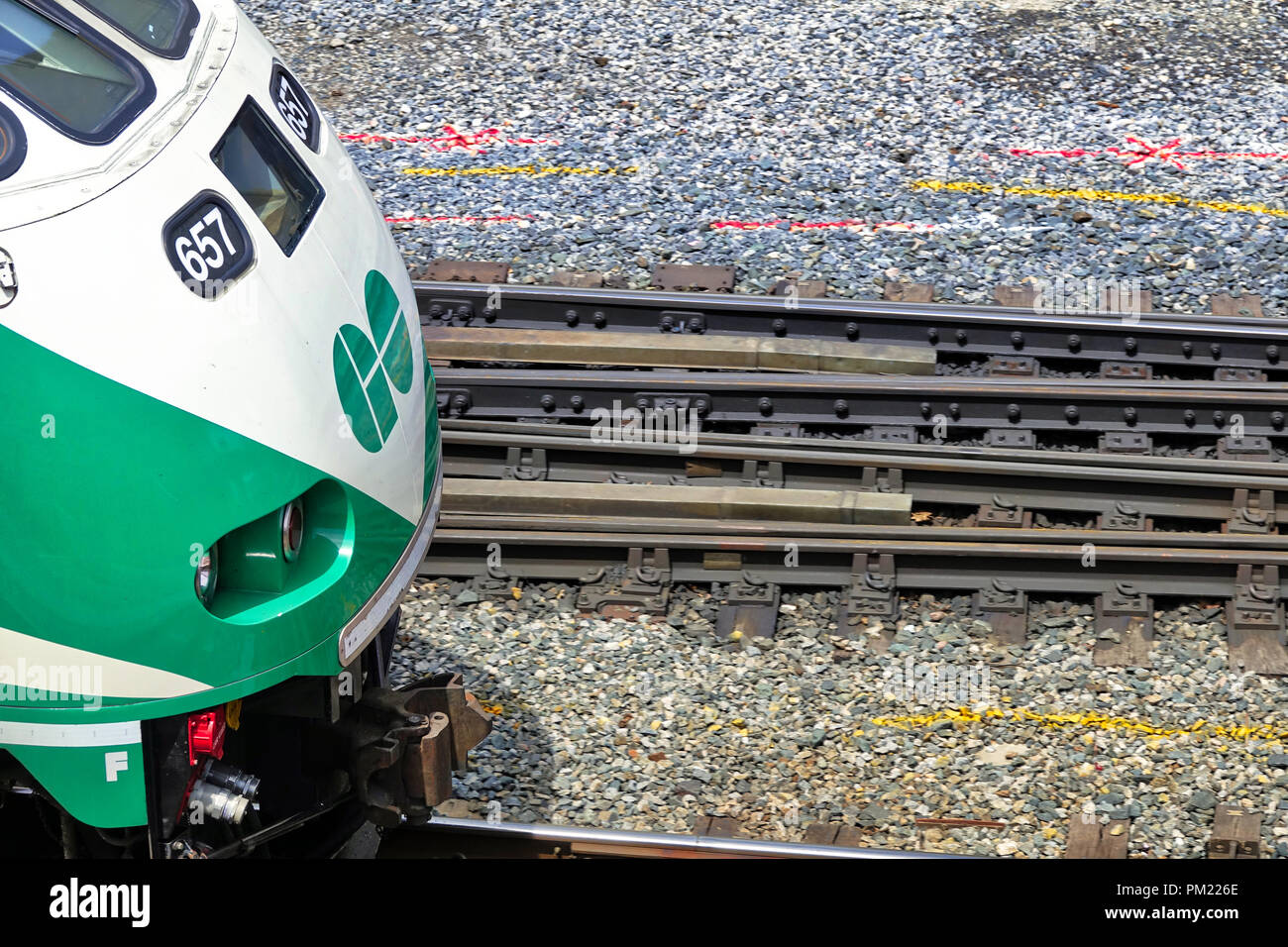 Toronto, Ontario, Canada-26 June, 2018: Toronto Go Train arriving at ...