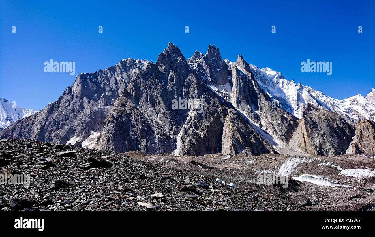K2 and Karakorum Peaks Panorama at Concordia Pakistan. K2 Broad Peak ...