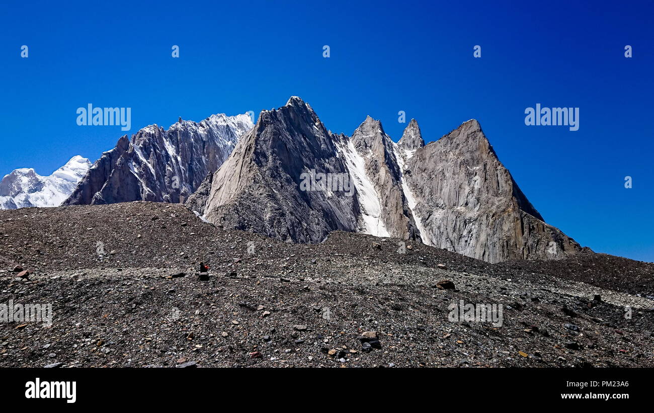 K2 and Karakorum Peaks Panorama at Concordia Pakistan. K2 Broad Peak ...