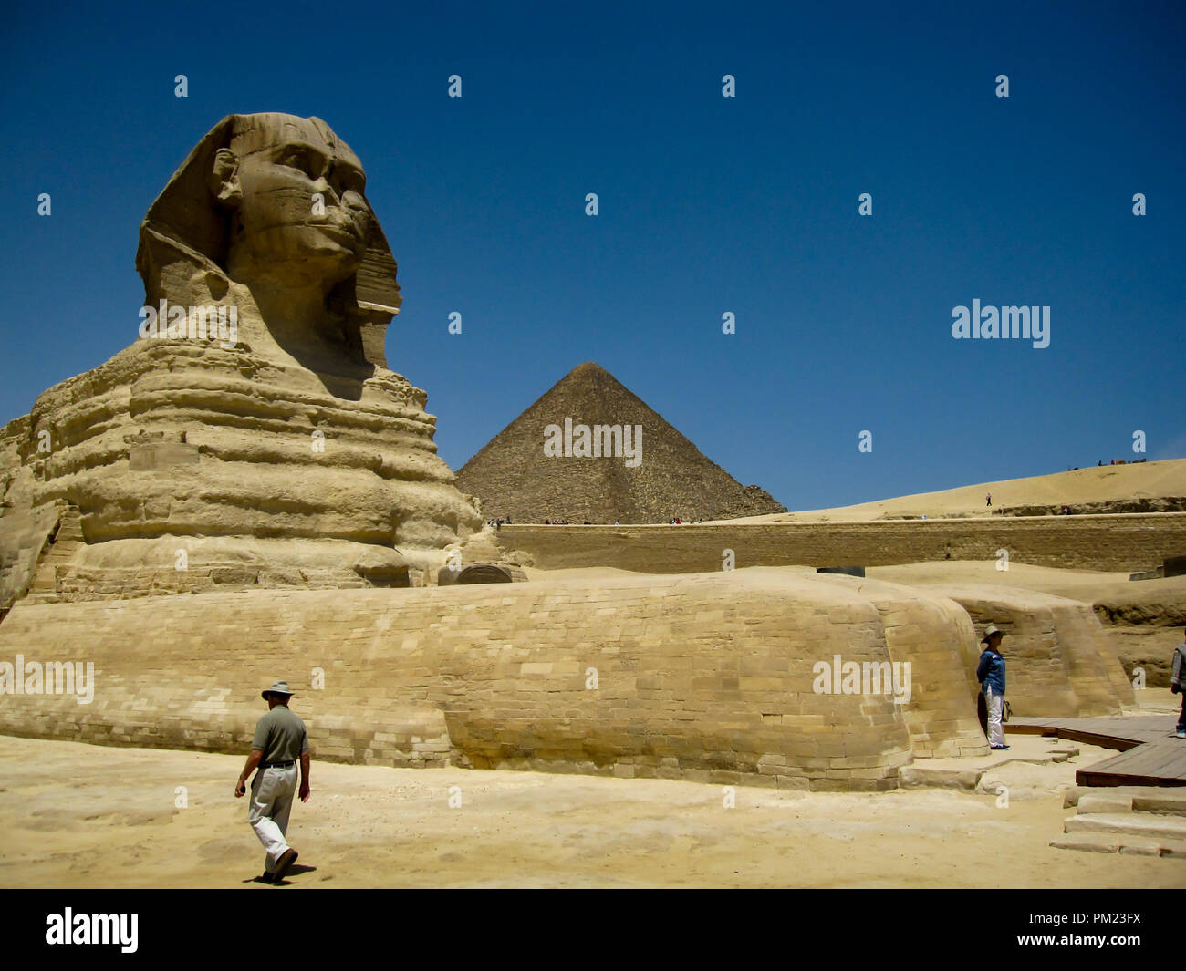 Close up views of the Great Sphinx of Giza, Egypt in a limited access ...