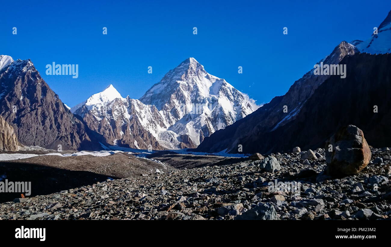 K2 and Broad Peak from Concordia in the Karakorum Mountains Pakistan ...