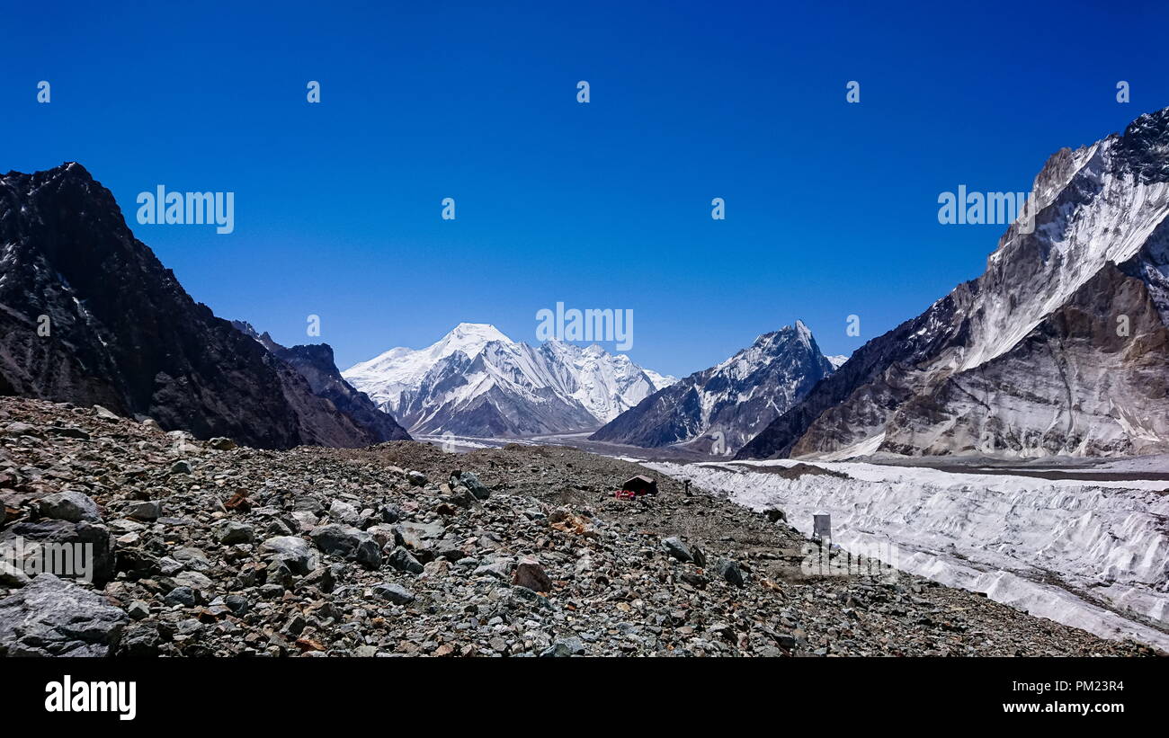 K2 and Broad Peak from Concordia in the Karakorum Mountains Pakistan ...