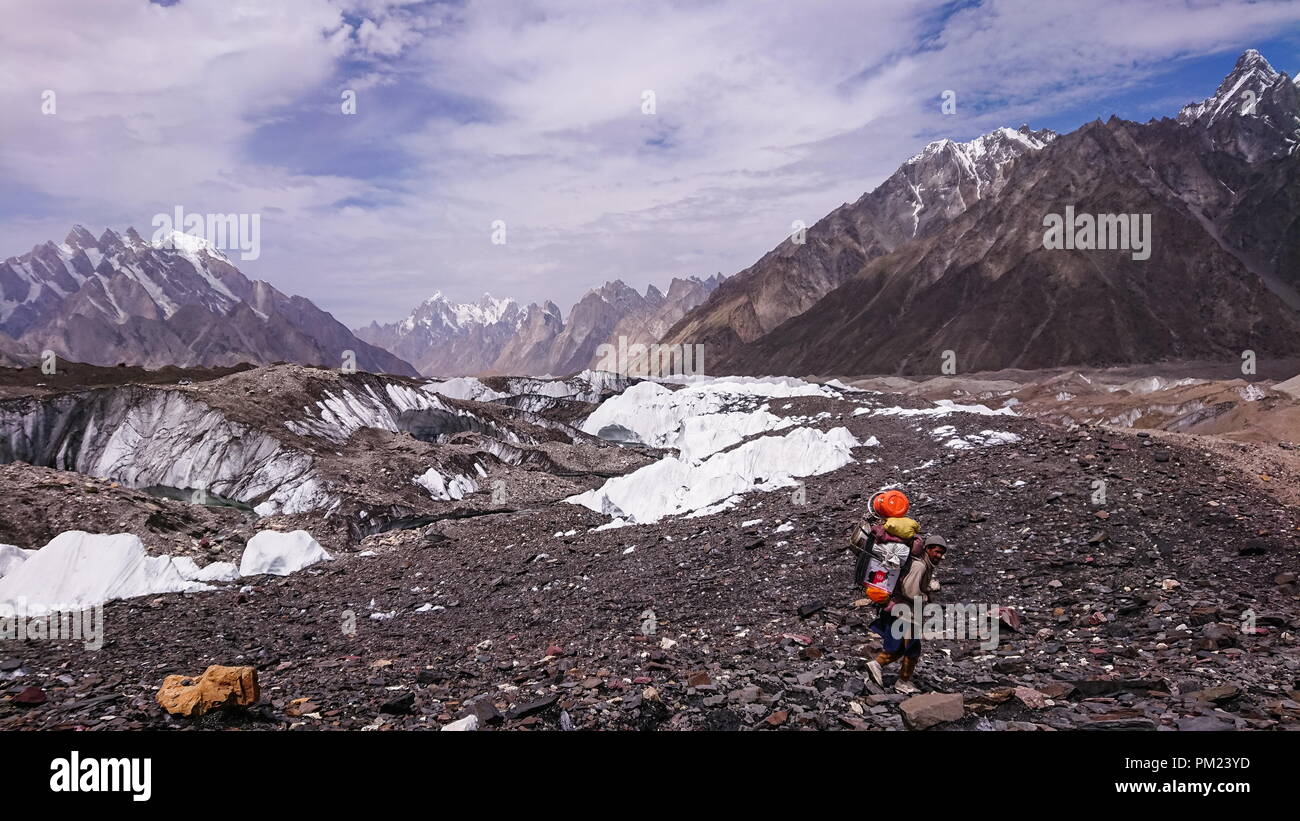 K2 and Broad Peak from Concordia in the Karakorum Mountains Pakistan ...