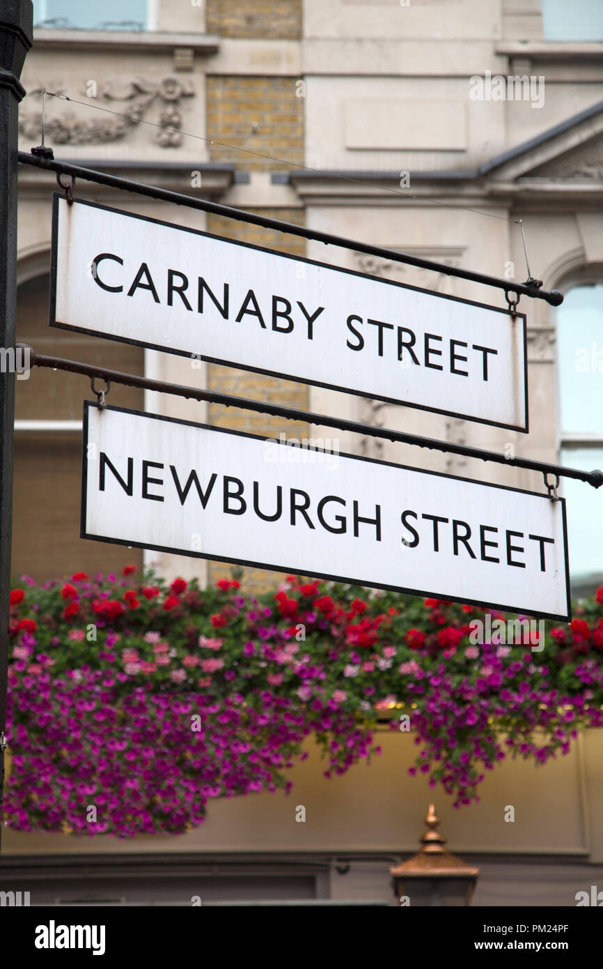 Carnaby and Newburgh Street Sign; London; England; UK Stock Photo - Alamy