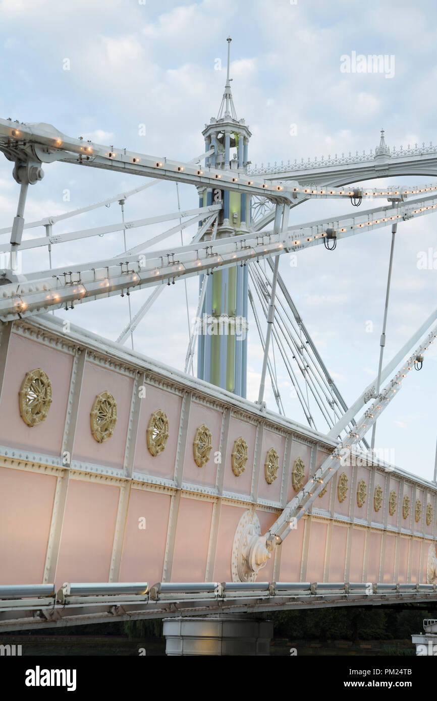 Illuminated Albert Bridge; Chelsea; London; England; UK Stock Photo - Alamy