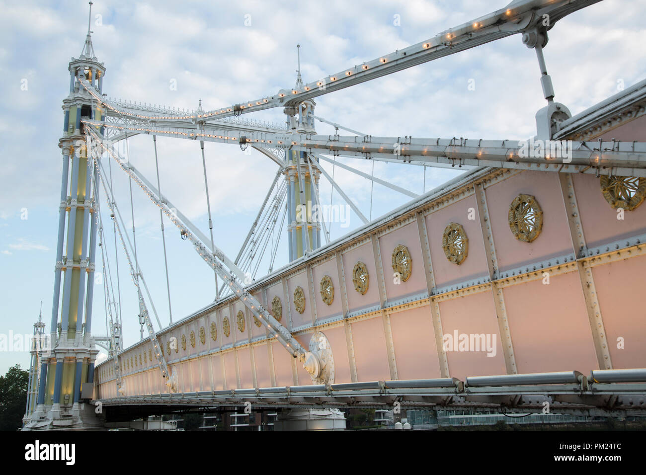 Illuminated Albert Bridge; Chelsea; London; England; UK Stock Photo - Alamy