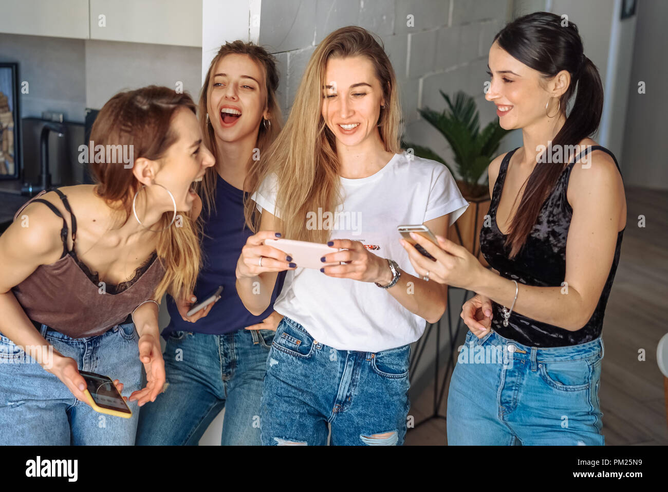 Group of woman at home Stock Photo - Alamy