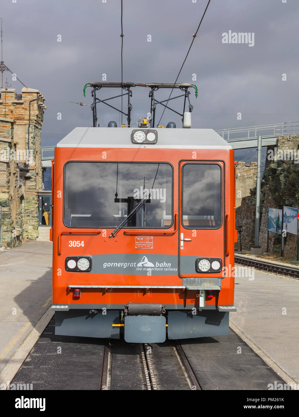 Mt. Gornegrat, Switzerland - September 16, 2018: locomotive of a ...