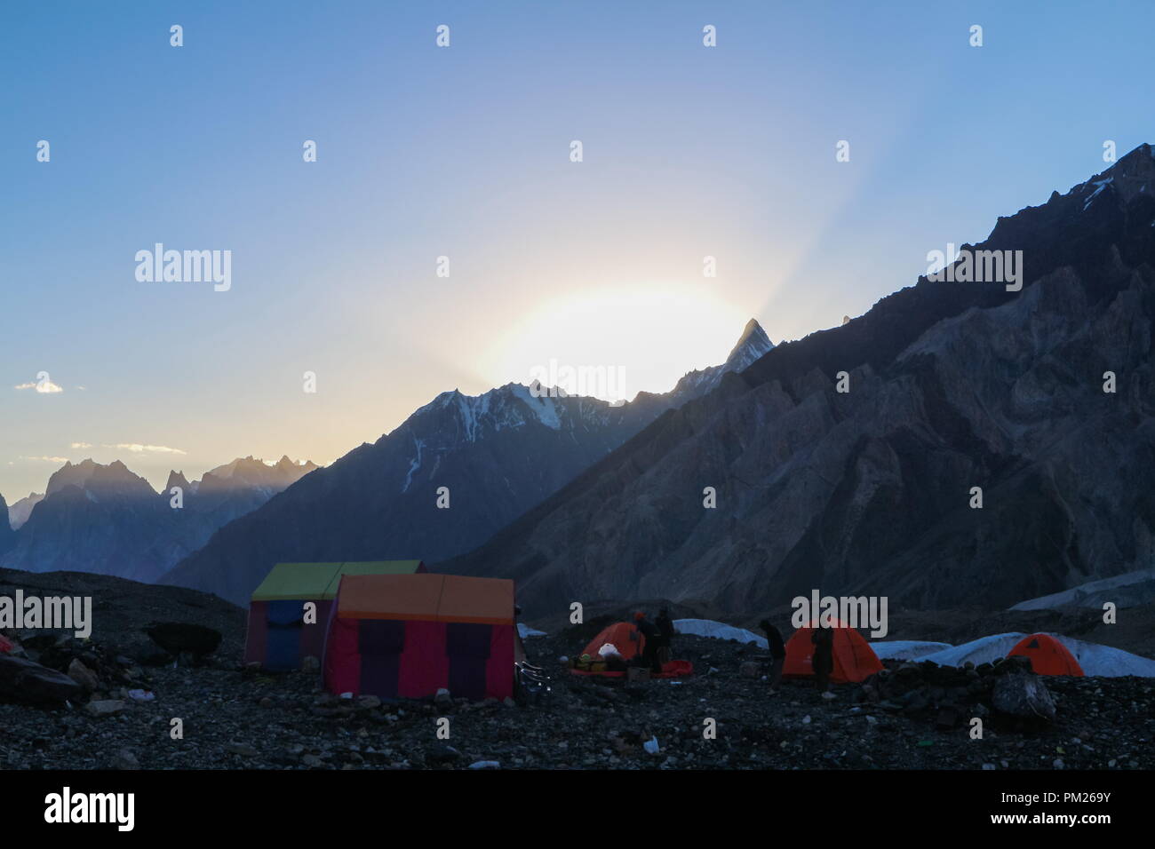 Camping tents at Concordia camp, Broadpeak mountain, K2 Base Camp ...