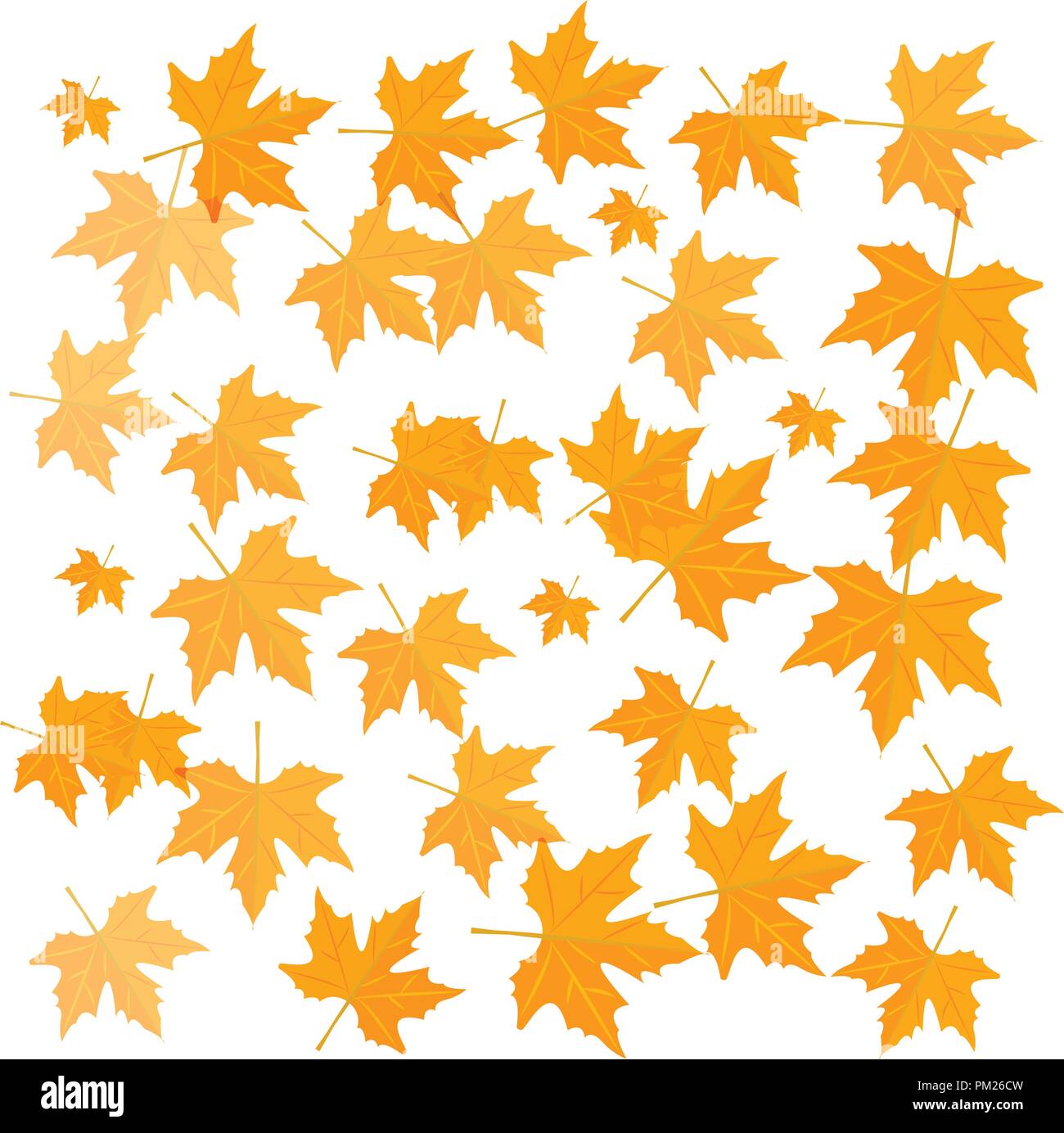 Vector illustration. Autumn background. Falling yellow maple leaves ...