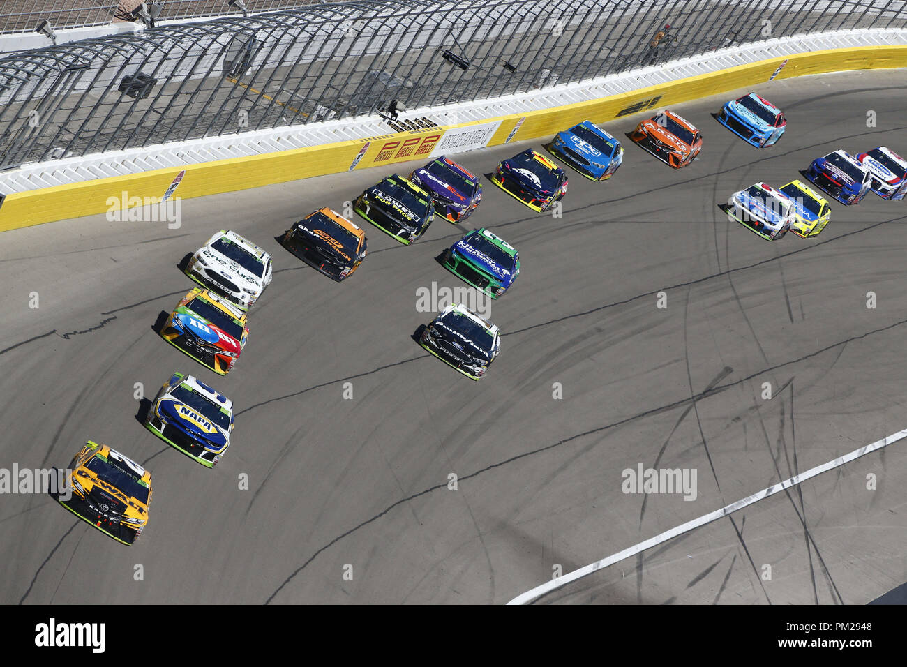 Las Vegas, Nevada, USA. 16th Sep, 2018. Erik Jones (20) brings his race ...