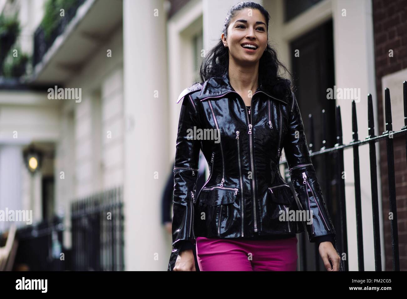 Caroline Issa posing outside the Victoria Beckham runway show during ...