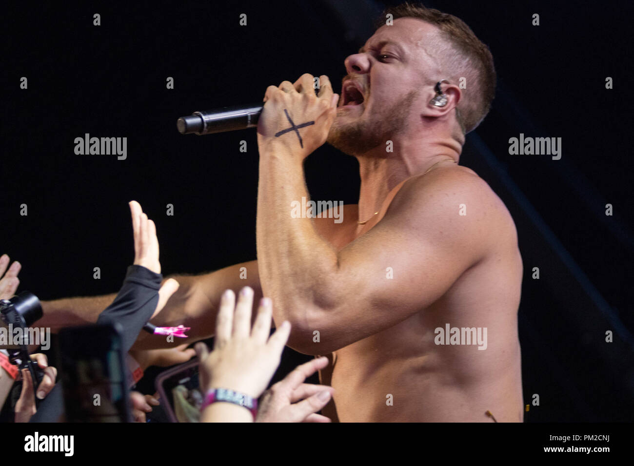 September 15, 2018 - Dan Reynolds of Imagine Dragons interacts with the ...