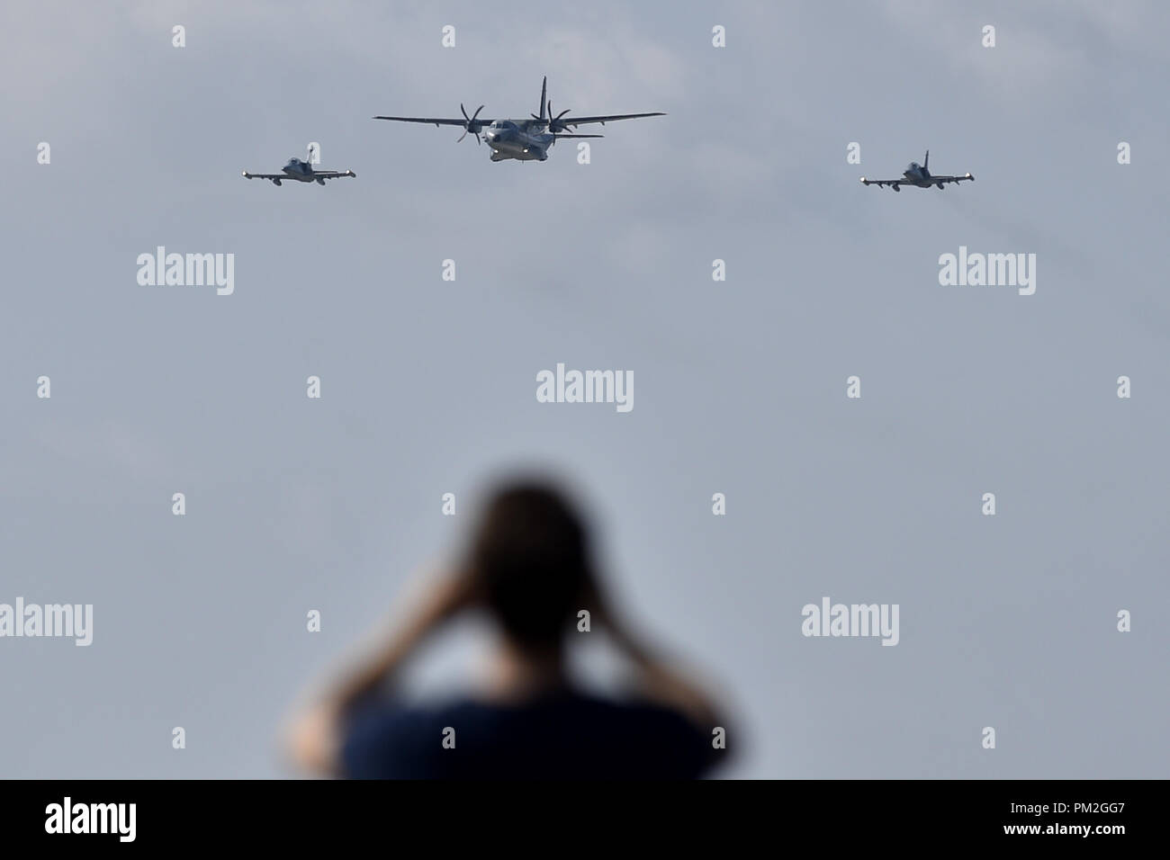 The tactical transportation aircraft CASA C-295M, centre, and two Aero ...