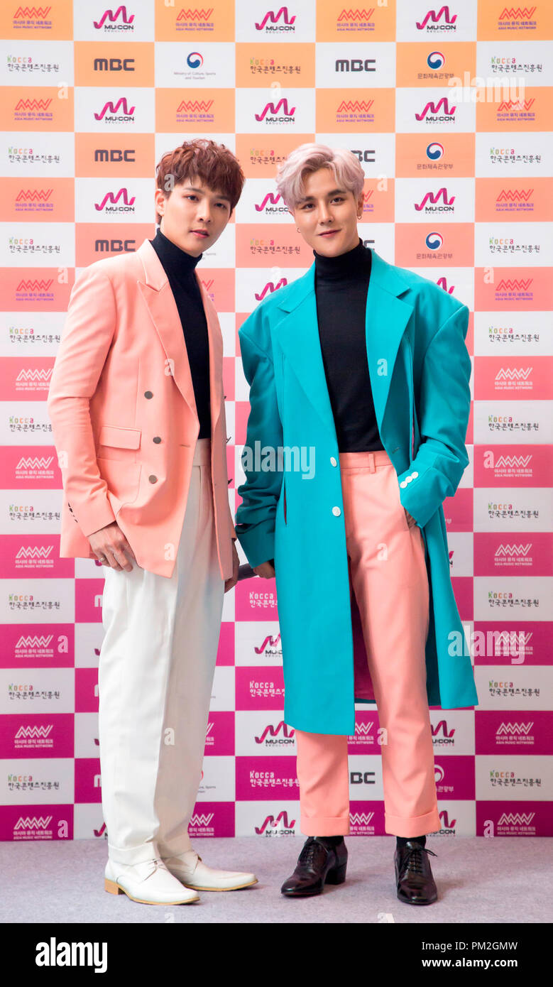 ARM & AMP, Sep 9, 2018 : Thai singers ARM & AMP pose before the Asia ...