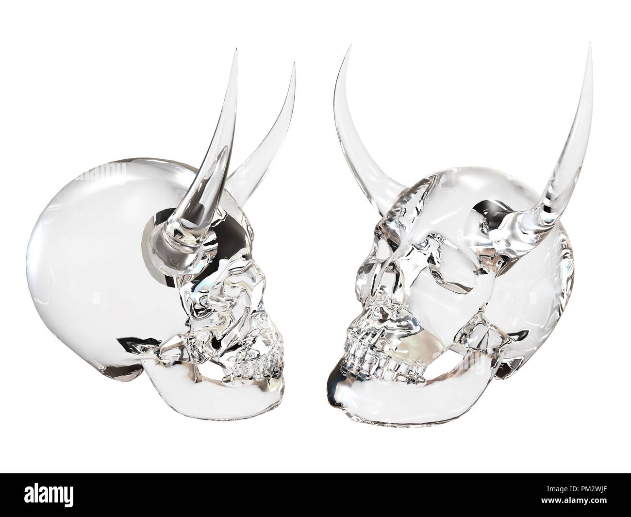 3d illustration on isolated background. Skull with horns Stock Photo ...
