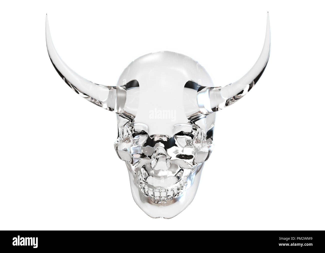 3d illustration on isolated background. Skull with horns Stock Photo ...