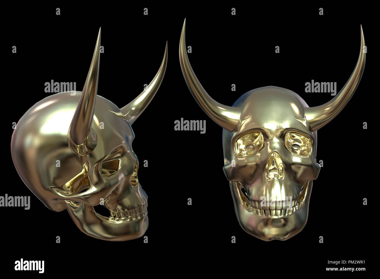 3d illustration on isolated background. Skull with horns Stock Photo ...