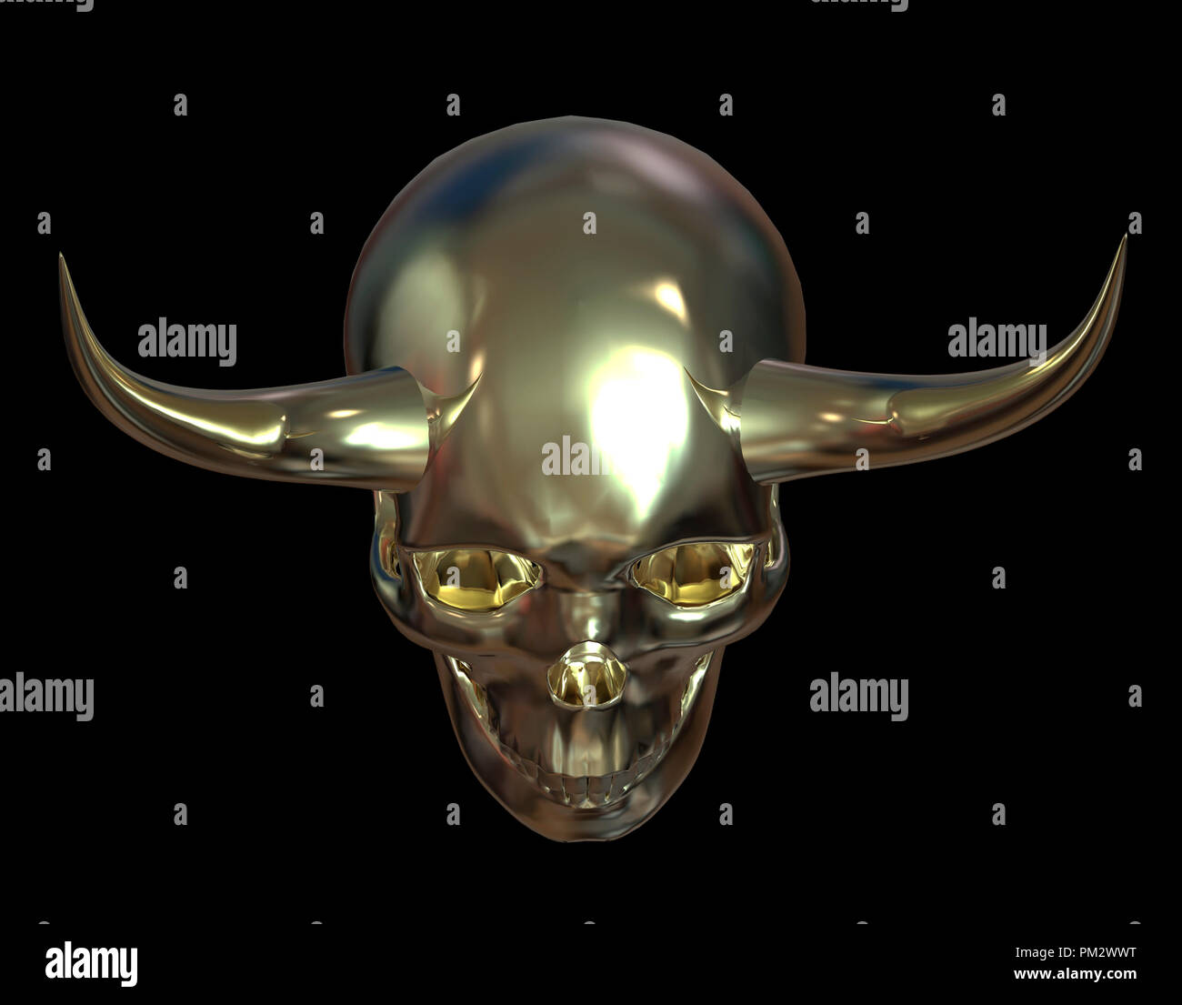 3d illustration on isolated background. Skull with horns Stock Photo ...